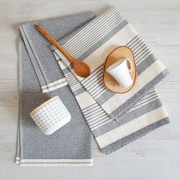 Geschirrtuch Framsohn FROTTIER "Modern Living Fischgr&auml;t", grau (grau, anthrazit), B:50cm L:70cm, 100% Baumwolle, Geschirrt&uuml;cher, Geschirrtuch, dichte Feinwebung, in &Ouml;sterreich hergestellt, 50x70 cm