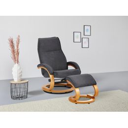 Relaxsessel Home Affaire "mit Hocker PARIS - OTTO. Verl&auml;ssliche Qualit&auml;t.", grau, B:67cm H:107cm T:78cm, NaturLeder (echtes Rindsleder) in Sitz und R&uuml;cken. Korpus in passendem Softlux-Kunstleder bezogen;Kunstleder/PU;Primabelle-Microfaser (100% Polyester);Webstoff (100% Polyester), Sessel, Relaxsessel, Relaxfunktion, Dreh- und Kippfunktion, Unser Dauertiefpreis