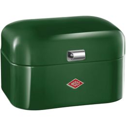 Brotkasten Wesco "Single Grandy - Brotdose", schwarzgr&uuml;n, B:26,8cm H:17,5cm L:22cm, Stahlblech, Lebensmittelaufbewahrungsbeh&auml;lter, Brotkasten, L&uuml;ftungsl&ouml;cher auf der R&uuml;ckseite, Metallschaniere