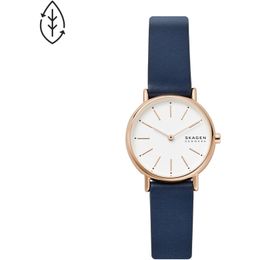 Quarzuhr Skagen "SIGNATUR LILLE", blau (dunkelblau, wei&szlig;), Armbanduhren, Damen, Quarzuhr, Armbanduhr, Damenuhr, analog, Lederarmband