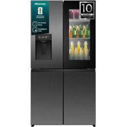 HISENSE Multi Door "RQ600P7SKE", Energieeffizienz: E (A-G), schwarz inox, B:91,4cm H:179cm T:73cm, K&uuml;hlschr&auml;nke, PureViewDoor - immer sehen was im K&uuml;hlschrank ist