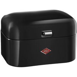 Brotkasten Wesco "Single Grandy - Brotdose", schwarz, B:26,8cm H:17,5cm L:22cm, Stahlblech, Lebensmittelaufbewahrungsbeh&auml;lter, Brotkasten, L&uuml;ftungsl&ouml;cher auf der R&uuml;ckseite, Metallschaniere