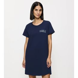 Nachthemd Triumph "Nightdresses NDK X", Damen, Gr. 42, N-Gr, blau (new navy), Jersey, Obermaterial: 100% Baumwolle. Besatz: 97% Baumwolle, 3% Elasthan, unifarben, bequem kniefrei, Rundhals, Kleider Nachthemd, weich, atmungsaktiv, gerippter Rundhalsausschnitt, Kurzarm