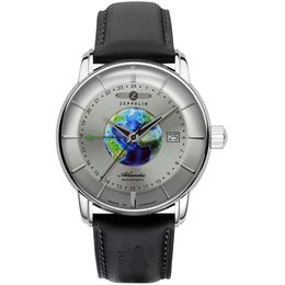 Automatikuhr Zeppelin "Atlantic Automatic GMT", grau (schwarz, silberfarben), Armbanduhren, Herren, Automatikuhr, Armbanduhr, Herrenuhr, Datum, Made in Germany