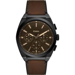 Chronograph Fossil "Everett", braun (braun, braun), Armbanduhren, Herren, Chronograph, Quarzuhr, Armbanduhr, Herrenuhr, Lederarmband, analog