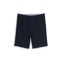 Tom Tailor Herren Seersucker Shorts mit elastischem Bund, blau, Uni, Gr. XL