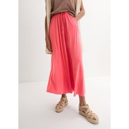 Jerseyrock bonprix "Jersey Rock aus Viskose-Mix", Damen, Gr. 56/58 (XXXL), rot (mattkoralle), Jersey, Obermaterial: 95% Viskose, 5% Elasthan, unifarben, loose fit 7/8-L&auml;nge, R&ouml;cke, aus Viskosemischung, lockere Passform, unifarbene Optik