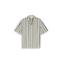 Tom Tailor Denim Herren Loose Fit Resort Kurzarmhemd in H&auml;kel-Optik, gr&uuml;n, Gemustert, Gr. XL