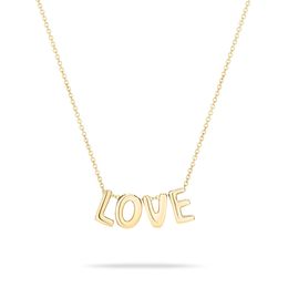 Kette mit Anh&auml;nger ECHTZEIT "Schmuck Geschenk Edelstahl Halskette Love Letters", gold (gelbgoldfarben), Halsketten, Damen, Edelstahl, L: 45 B: 2mm, B:2mm