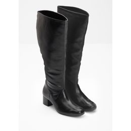 bonprix Weitschaftstiefel, schwarz, Gr.37, Sch&ouml;ner Weitschaftstiefel mit Absatz