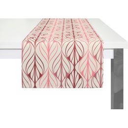 Tischl&auml;ufer Adam "Wave", bunt (natur, dunkelrot, rosa), B:50cm L:150cm, Bio-Baumwolle, Leinen, Tischdecken, aus Bio-Baumwolle,Made in Germany