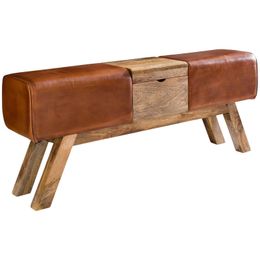 Wohnling WL5.098 Design Turnbock Echtleder Sitzbank mit Aufbewahrungsfach 120 x 29 x 53 cm Braun