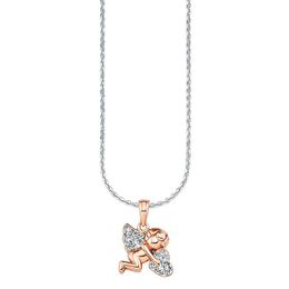 Kette mit Anh&auml;nger Amor "Schutzengel mit Herz", rosa (silberfarben, ros&eacute;goldfarben), Halsketten, Damen, Silber 925 (Sterlingsilber), L: 42, mit Zirkonia (synth.)