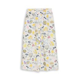 Tom Tailor Damen High Waist Midi-Rock mit Knopfleiste, wei&szlig;, Gemustert, Gr. 38