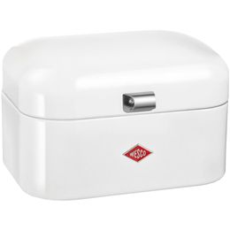 Brotkasten Wesco "Single Grandy - Brotdose", wei&szlig;, B:26,8cm H:17,5cm L:22cm, Stahlblech, Lebensmittelaufbewahrungsbeh&auml;lter, Brotkasten, L&uuml;ftungsl&ouml;cher auf der R&uuml;ckseite, Metallschaniere