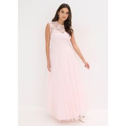 bonprix Abendkleid mit Spitze und Rock aus feinem T&uuml;ll, rosa, Gr.48, Romantisches Abendkleid aus zartem T&uuml;ll mit Satin-Einsatz in der Taille und geh&auml;kelter Spitze im Oberteil