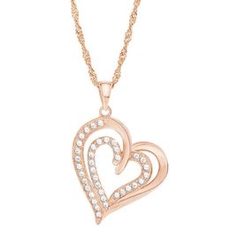 Kette mit Anh&auml;nger Amor "Herz", rosa (ros&eacute;goldfarben, wei&szlig;), Halsketten, Damen, Silber 925 (Sterlingsilber), L: 45, mit Zirkonia (synth.)