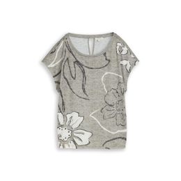 Tom Tailor Damen T-Shirt mit Blumenmuster, gr&uuml;n, Gebl&uuml;mt, Gr. L