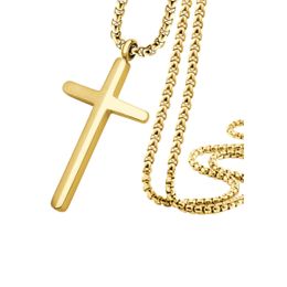 Kette mit Anh&auml;nger Firetti "Schmuck Geschenk Kreuz", gold (gelbgoldfarben), Halsketten, Damen, Edelstahl, L: 55 B: 2,3mm, B:2,3mm
