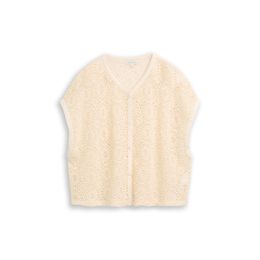 Tom Tailor Damen Crochet-Top mit Knopfleiste, wei&szlig;, Uni, Gr. XXL