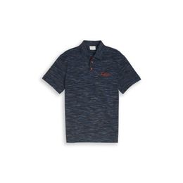 Tom Tailor Herren Piqu&eacute; Poloshirt in Melange-Optik, blau, Meliert, Gr. XXL