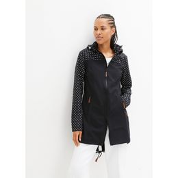 bonprix Wasserabweisende Softshelljacke, schwarz, Gr.42, Lange Softshelljacke mit abnehmbarer Kapuze und Rei&szlig;verschlusstaschen, Slim Fit, aus Softshell