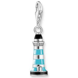 Charm-Einh&auml;nger Thomas Sabo "Leuchtturm Silber", schwarz (silberfarben, t&uuml;rkis, schwarz), Charms, Damen, Silber 925 (recycelt)