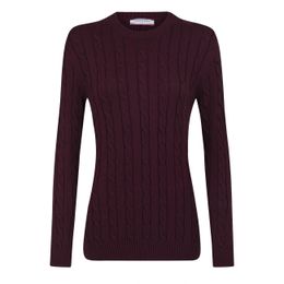 V-Ausschnitt-Pullover FELIX HARDY "Kabelstrick-Pullover mit V-Ausschnitt", Damen, Gr. XL, bordeaux, 100% Baumwolle, Pullover