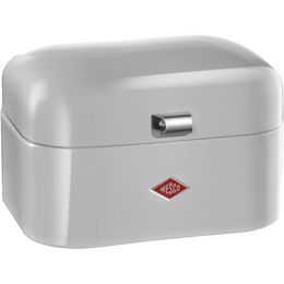 Brotkasten Wesco "Single Grandy - Brotdose", grau, B:26,8cm H:17,5cm L:22cm, Stahlblech, Lebensmittelaufbewahrungsbeh&auml;lter, Brotkasten, L&uuml;ftungsl&ouml;cher auf der R&uuml;ckseite, Metallschaniere