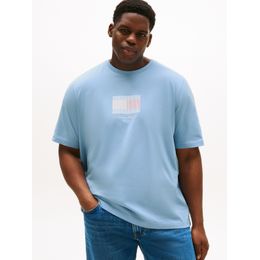 Tommy Hilfiger Big & Tall T-Shirt "BT-ITHACA FLAG TEE-B", Herren, Gr. XXL, blau (cloudy blau), Single Jersey, Obermaterial: 100% Baumwolle, TOMMY HILFIGER BIG & TALL, unifarben, regular fit normal, Rundhals, eingesetzt abgesteppte Kante, Shirts T-Shirt, Gro&szlig;e Gr&ouml;&szlig;en