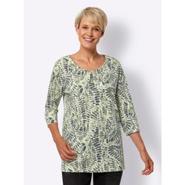 Longshirt Classic Basics "Longshirt", Damen, Gr. 40, grau (ecru, pistazie, bedruckt), 100% Baumwolle, bedruckt, gemustert, mehrfarbig, Rundhals, Shirts Longshirt