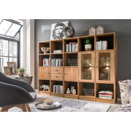 Regalelement Home Affaire "Ecko", beige (naturfarben), B:225cm H:164cm T:34cm, Massivholz, Regale, aus sch&ouml;nem massivem Wildeichenholz, Breite 225 cm