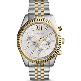 Chronograph Michael Kors "LEXINGTON", silber (silberfarben, goldfarben, silberfarben), Armbanduhren, Herren, Chronograph, Quarzuhr, Armbanduhr, Herrenuhr, Stoppfunktion, Edelstahlarmband