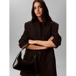 Schultertasche Calvin Klein "FOIL LOGO GLOSSY CONV SHOULDER B", Damen, Gr. B/H/T: 28cm x 22,5cm x 8cm, schwarz, Lederimitat, unifarben, Taschen Schultertasche, Damen Handtasche, Um&auml;ngetasche mit Rei&szlig;verschluss