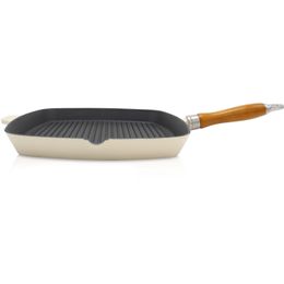 Kr&uuml;ger Steakpfanne KR&Uuml;GER "Einsenguss Grill-/ Steakpfanne SAVANNA, 28 x 28cm", beige (creme), B:28cm H:3,2cm L:28cm, Pfannen, f&uuml;r Induktions-Kochfelder geeignet