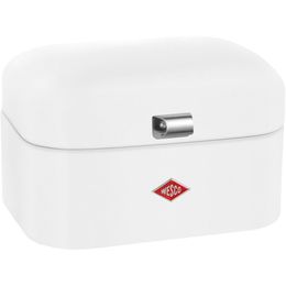 Brotkasten Wesco "Single Grandy - Brotdose", wei&szlig; (wei&szlig; matt), B:26,8cm H:17,5cm L:22cm, Stahlblech, Lebensmittelaufbewahrungsbeh&auml;lter, Brotkasten, L&uuml;ftungsl&ouml;cher auf der R&uuml;ckseite, Metallschaniere