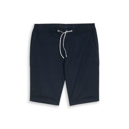 Tom Tailor Herren Chino Shorts mit Kordelzug, blau, Uni, Gr. 28