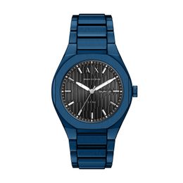 Quarzuhr Armani Exchange, blau, Armbanduhren, Herren, Quarzuhr, Armbanduhr, Herrenuhr, Edelstahlarmband, analog, Tag