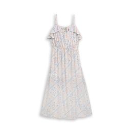 Tom Tailor Denim Damen Midi-Kleid mit Leinenanteil, wei&szlig;, Gemustert, Gr. XXL