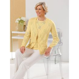 Cardigan CLASSIC, Damen, Gr. 38, gelb (vanille), 100% Polyacryl, unifarben, Strickjacken