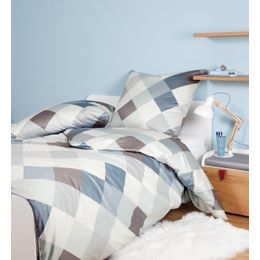 Bettw&auml;sche Janine "PALERMO 31080 02", perlblau, B/L: 135cm x 200cm, 1 Stk., 1 Stk., Mako-Satin, B/L: 80cm x 80cm, Mako-Satin, Obermaterial: 100% Baumwolle, Bettw&auml;sche, Bettw&auml;sche, mit Rei&szlig;verschluss