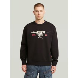 G-Star Raw Longpullover G-STAR "Running Dog Back Graphic Sweater", Herren, Gr. L, dk schwarz, Obermaterial: 58% Baumwolle, 42% Polyester, Pullover Longpullover