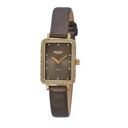 Regent Uhren Quarzuhr REGENT, braun, Armbanduhren, Damen, Quarzuhr, Armbanduhr, Damenuhr, Lederarmband, analog, Glassteine