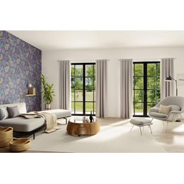 Gardine HOMING "Merle" Gr. 2, silber (silberfarben), B:135cm H:245cm, Polyester, Gardinen, Gardine, Fertigschal
