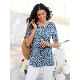 Tunikashirt Inspirationen "Tunikashirt", Damen, Gr. 42, blau (rauchblau, bleu, bedruckt), 50% Baumwolle, 50% Modal, bedruckt, gebl&uuml;mt, gemustert, mehrfarbig, Rundhals, Shirts