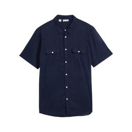 Kurzarmhemd bonprix "Kurzarmhemd aus reiner Baumwolle", Herren, Gr. 43/44 (XL), N-Gr, blau (dunkelblau), Obermaterial: 100% Baumwolle, regular fit, Hemden, Regular Fit, aus Baumwolle, mit Brusttaschen, Kentkragen