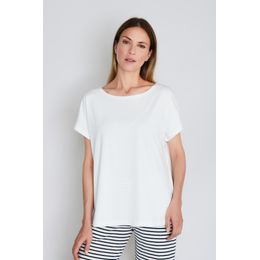 JOOP! T-Shirt JOOP "Cosy", Damen, Gr. 36, wei&szlig; (open wei&szlig;), Jersey, Obermaterial: 95% Baumwolle, 5% Elasthan, unifarben, loose fit h&uuml;ftlang, Rundhals, Shirts T-Shirt, Rundhalsausschnitt, kurz&auml;rmelig, Cotton-Stretch