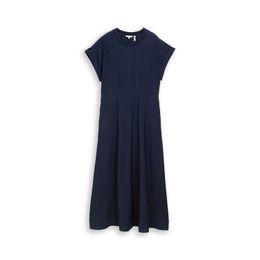 Tom Tailor Damen Midi-Kleid mit Eingriffstaschen, blau, Uni, Gr. 36