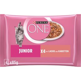 Purina One JUNIOR Kitten Lachs in Sauce Katzen-Nassfutter f&uuml;r Kitten 12 x 4x85g