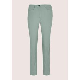 Madeleine Mode Chinohose MADELEINE "Chinohose Jerseyhose mit Formbund", Damen, Gr. 48, N + K Gr, gr&uuml;n (hellsalbeigr&uuml;n), Obermaterial: 97% Baumwolle CO. 3% Elasthan EL., Modern, schmal, Hosen Chinohose, leicht gepeachte Oberfl&auml;che